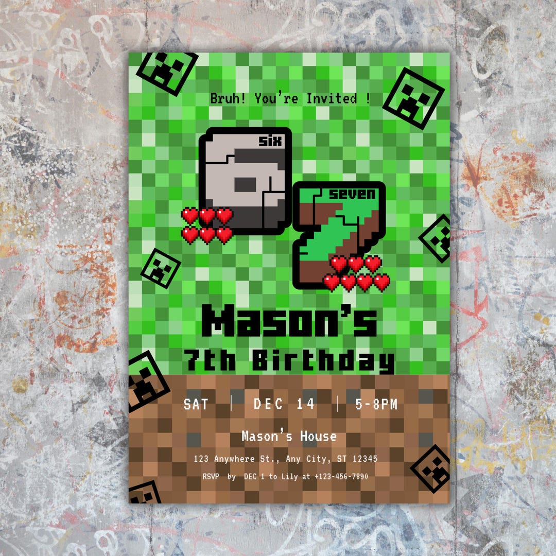 Six Seven Video Game Birthday Party Invitation, 6 7 Meme, Meme Birthday ...