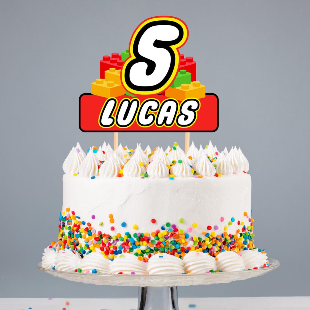Personalized Printable Block Birthday Cake Topper, Building Blocks ...