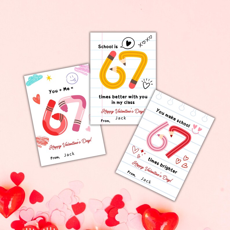 67 Meme Valentine Cards Template, Printable Six Seven Slang School ...