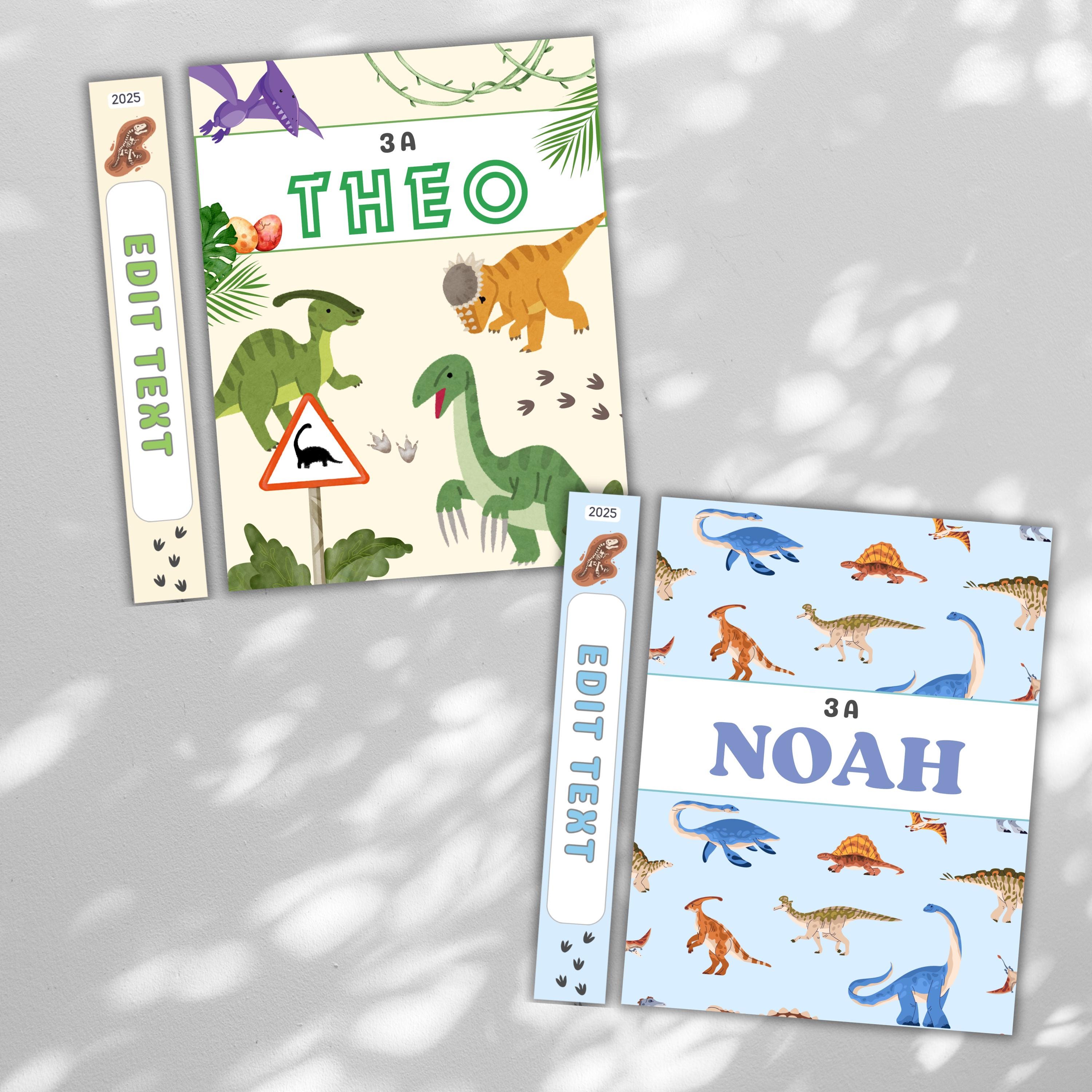 Editable Dinosaur Binder Covers and Spines, Personalised Boy Binder ...