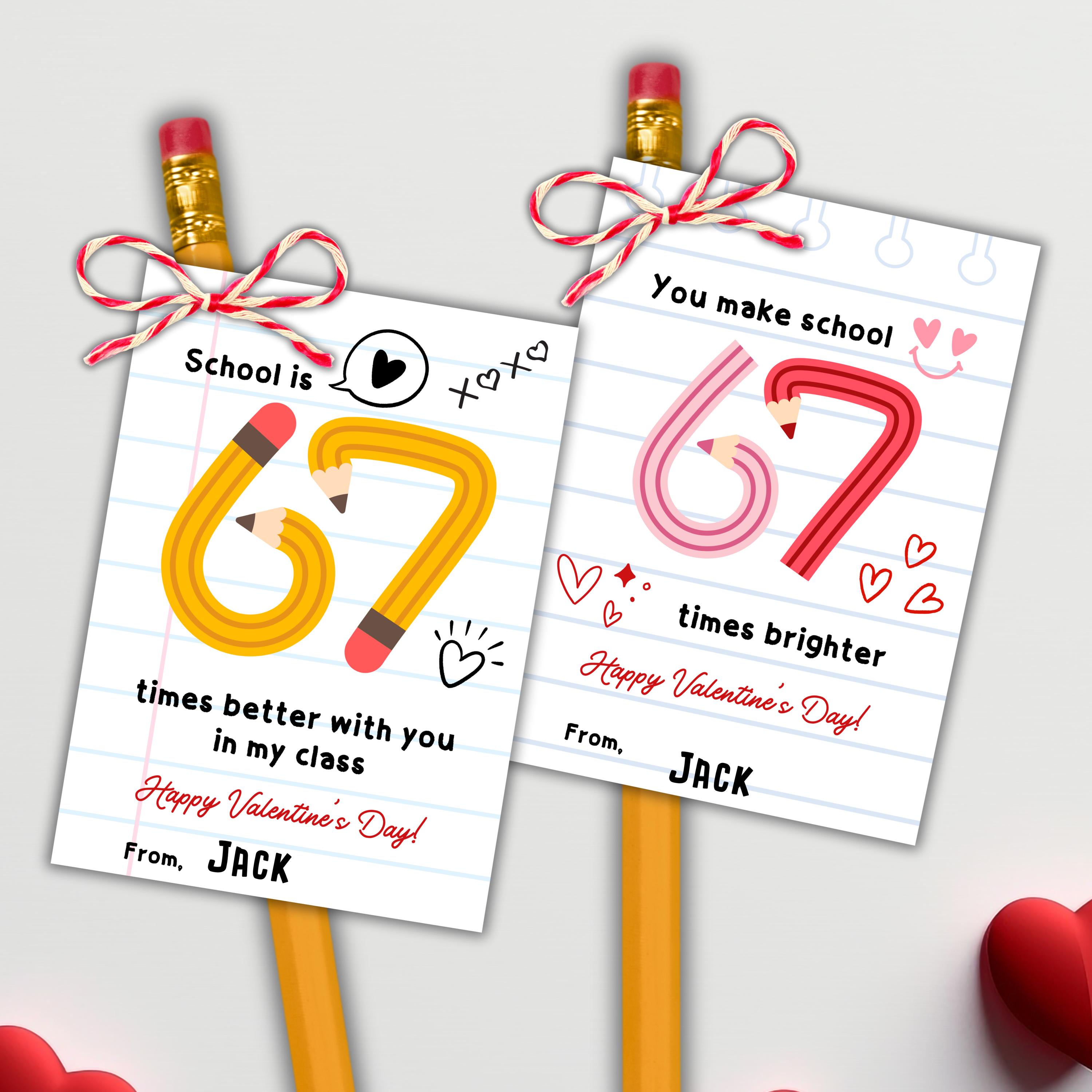 67 Meme Valentine Cards Template, Printable Six Seven Slang School ...