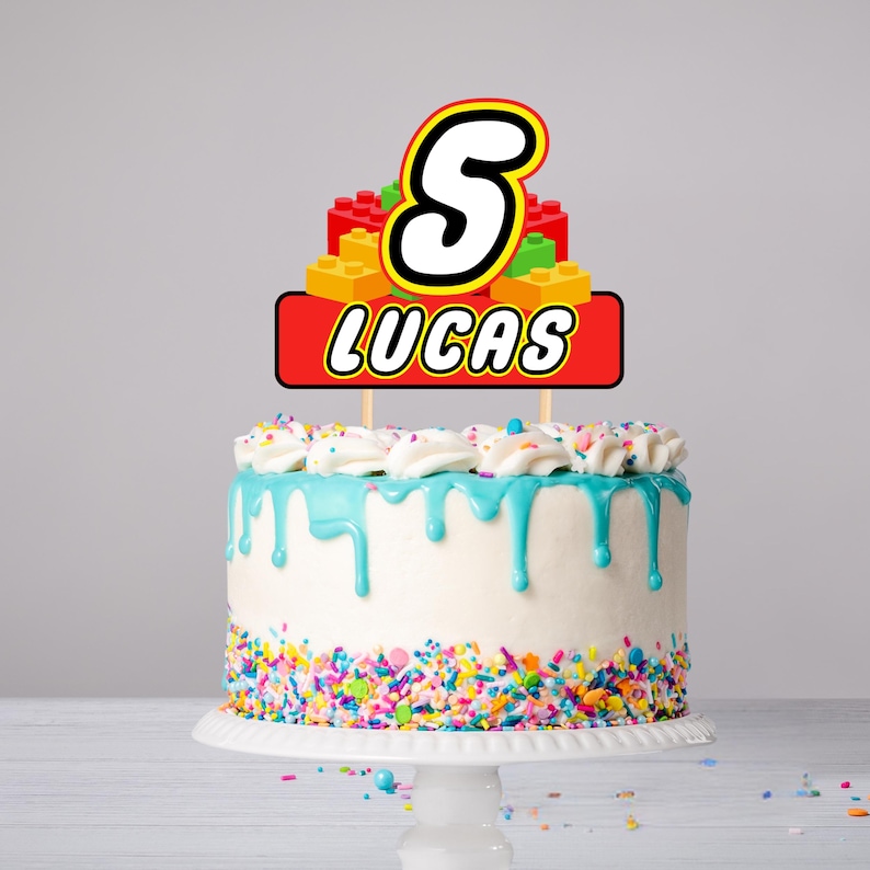 Personalized Printable Block Birthday Cake Topper, Building Blocks ...