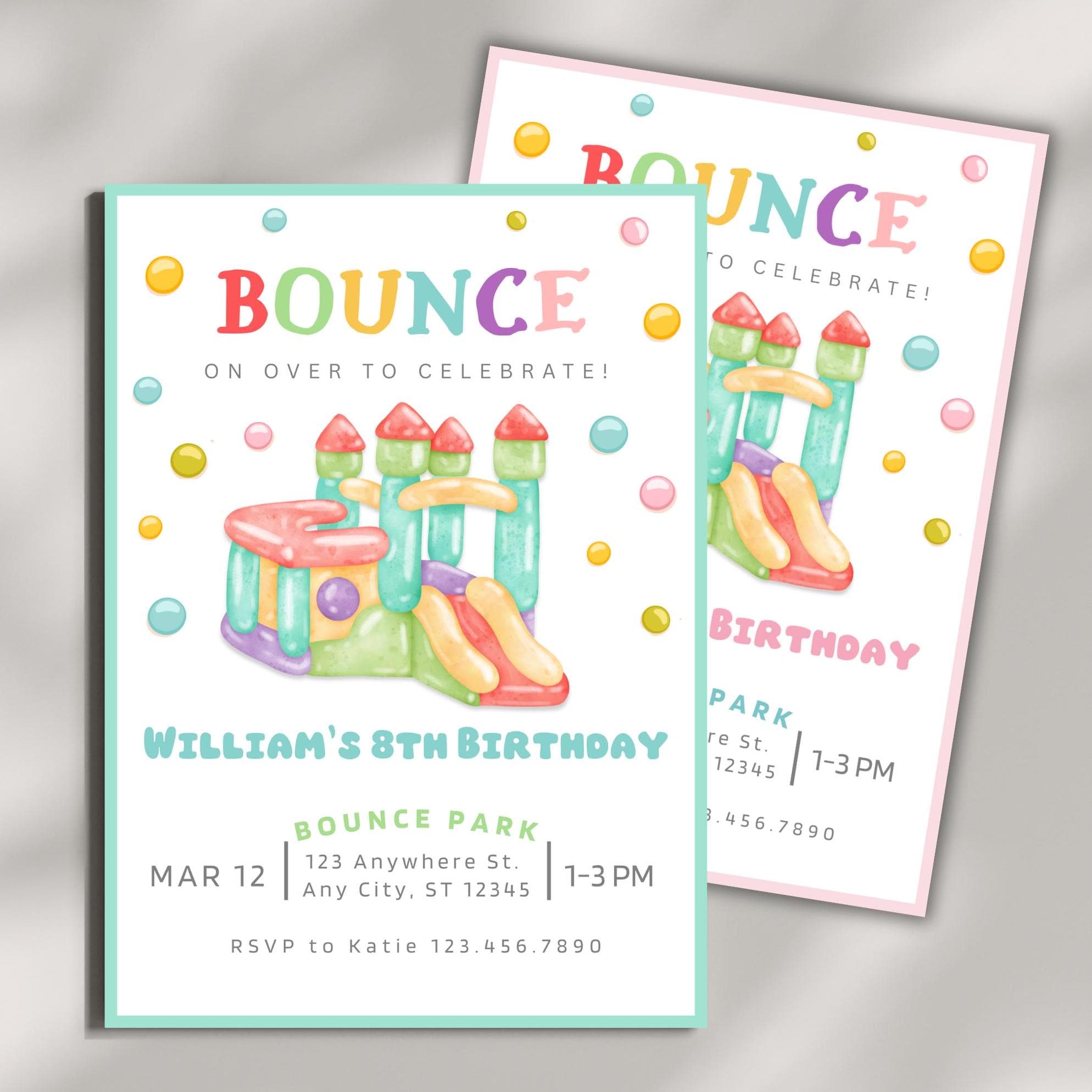 Editable Bounce House Birthday Party Invitation Template, Bouncy Castle ...