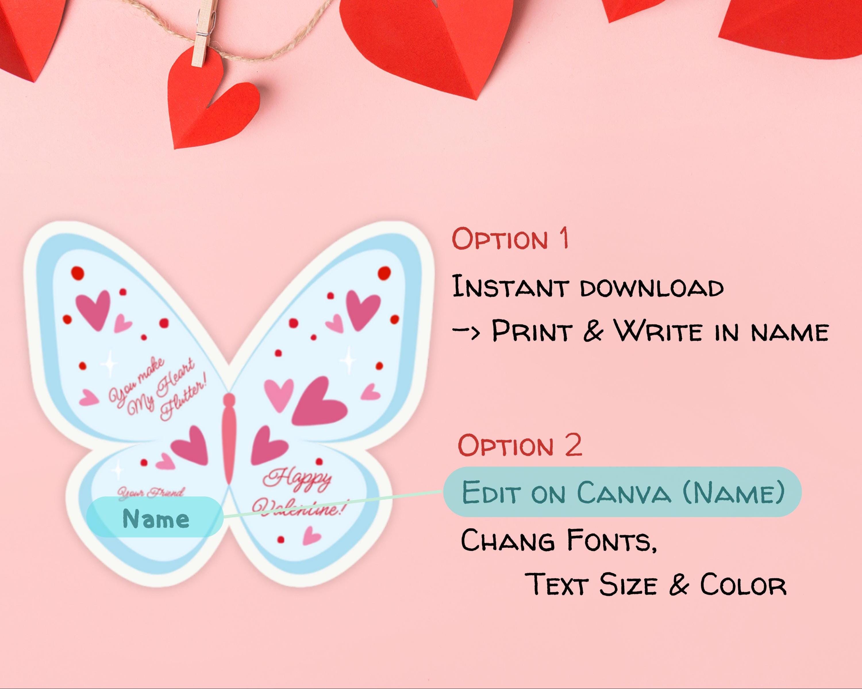 Butterfly Valentine's Day Lollipop Tags Template, Printable School ...