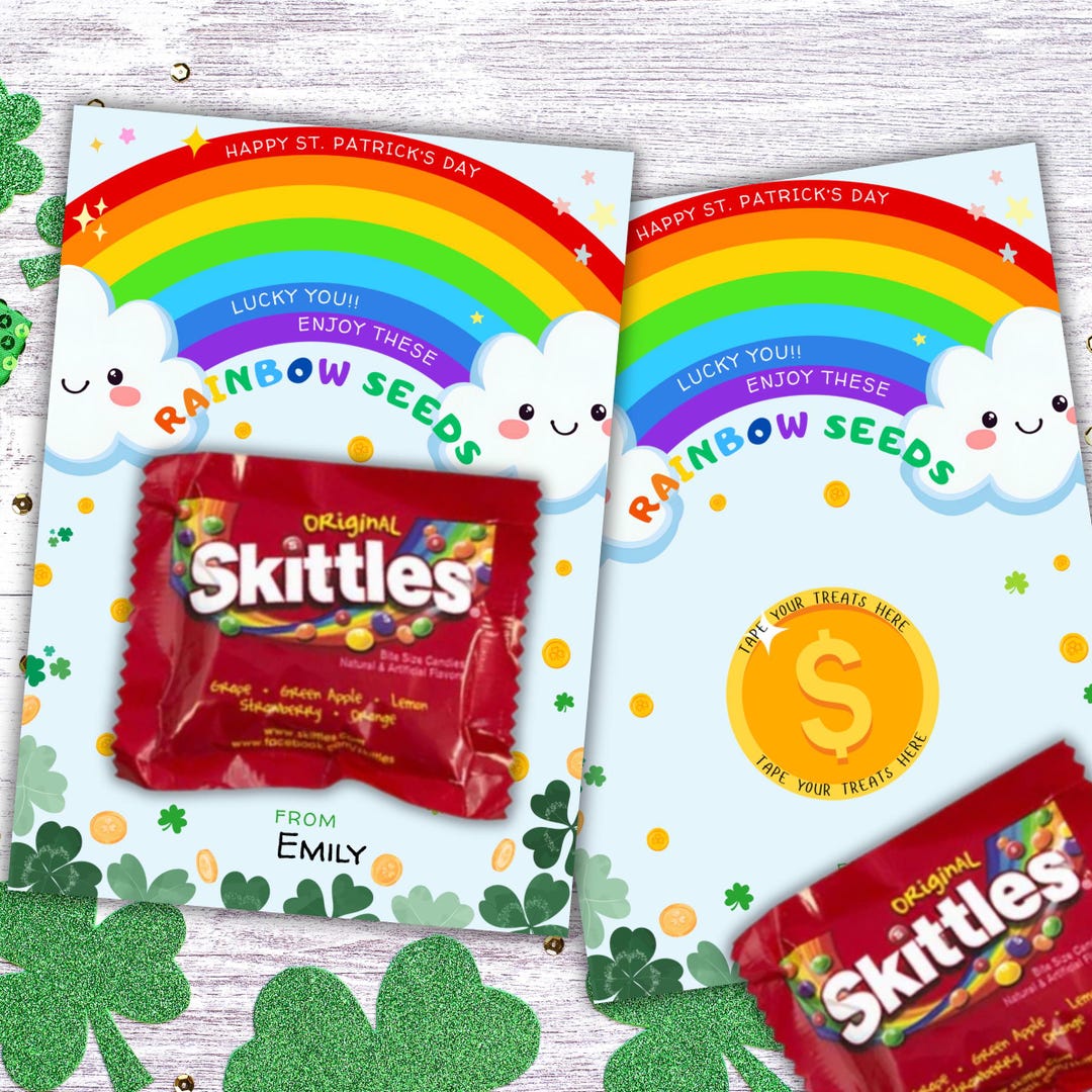 St. Patrick's Day Treats Card for Kids, Editable School St. Patrick's ...