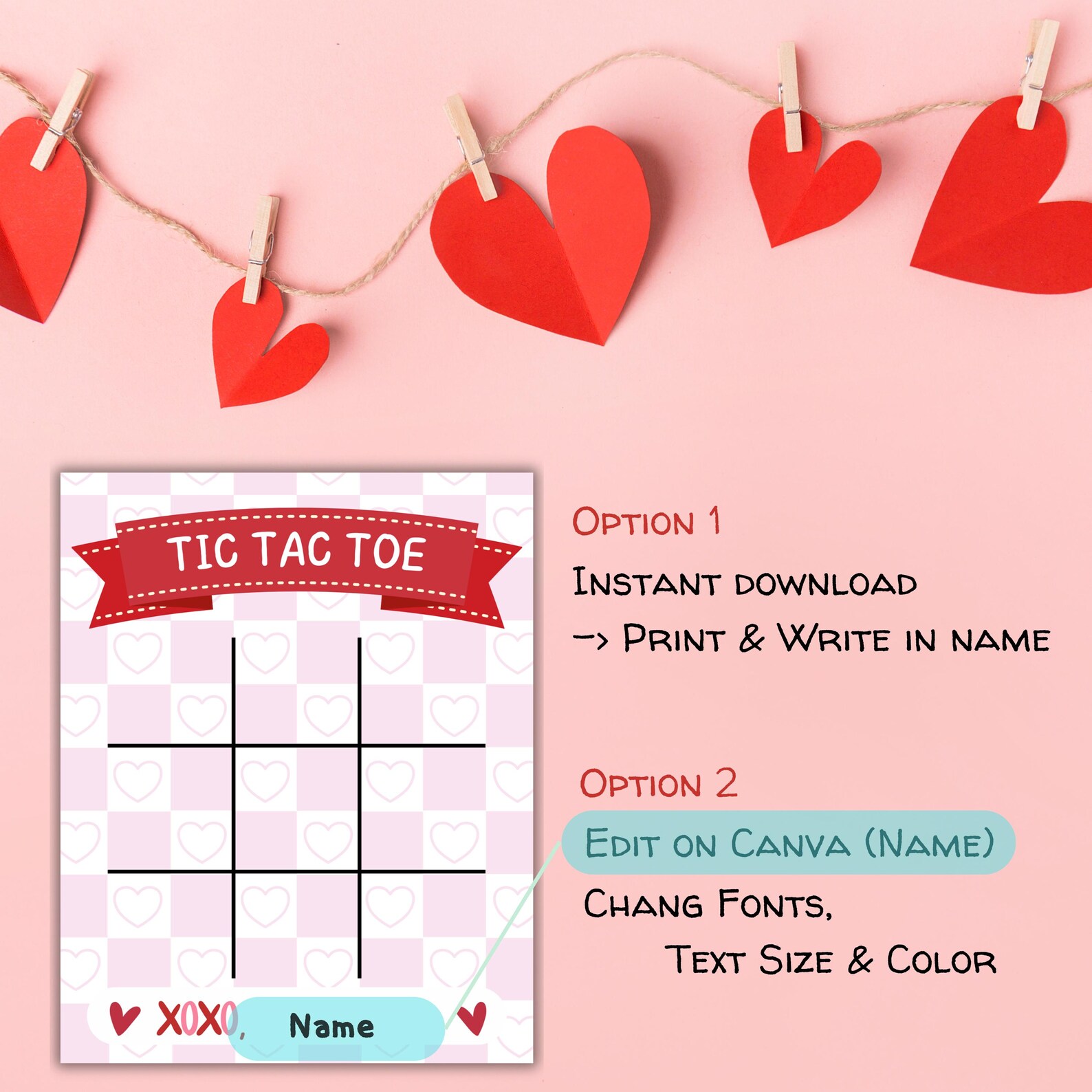 Printable Valentine Tic Tac Toe Cards, Kids Classroom Exchange, School ...