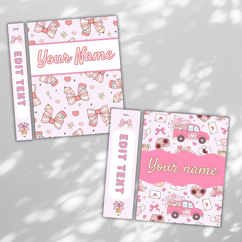 Editable Binder Covers and Spines for Girl, Personalised Binder Cover ...