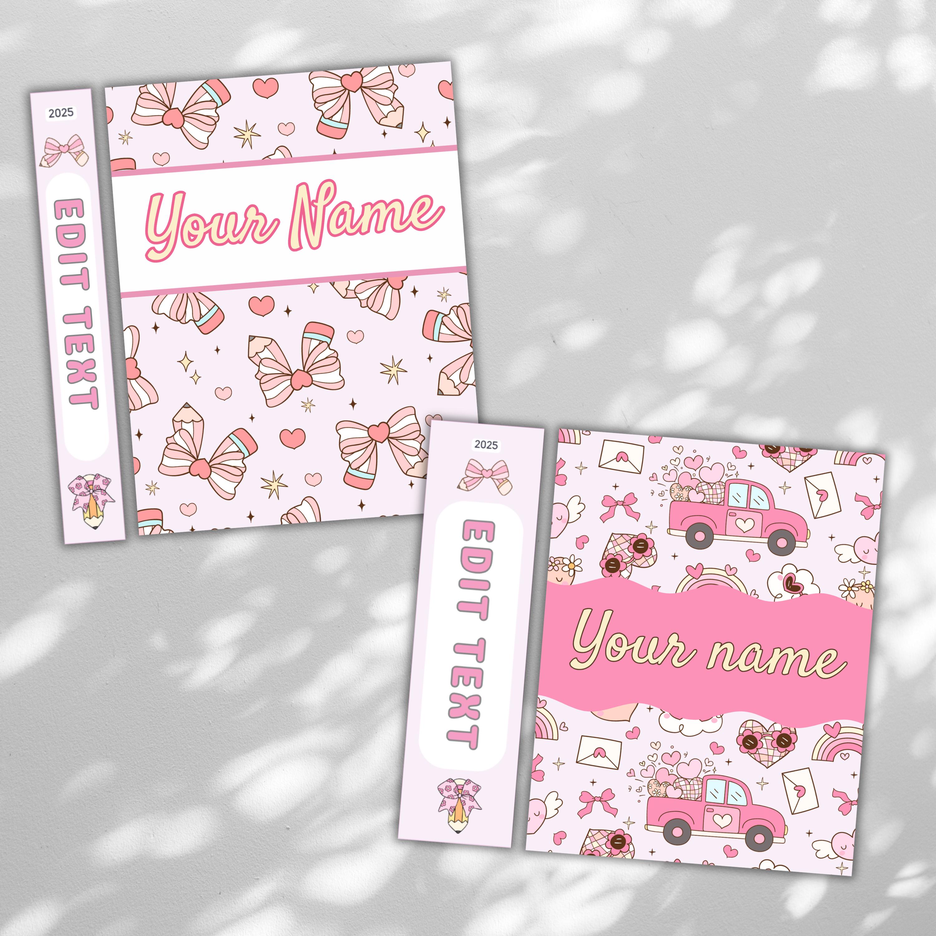 Editable Binder Covers and Spines for Girl, Personalised Binder Cover ...