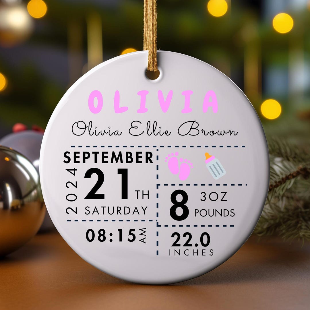 Personalized Name Ornament, Baby Birth Announcement, New Baby Gift ...