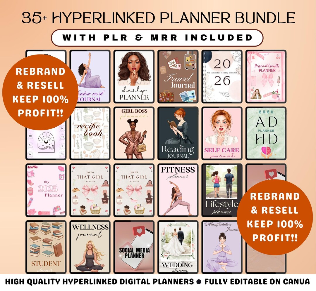 2026 PLR Digital Planner Bundle: 35+ Canva Templates, MRR (digital ...