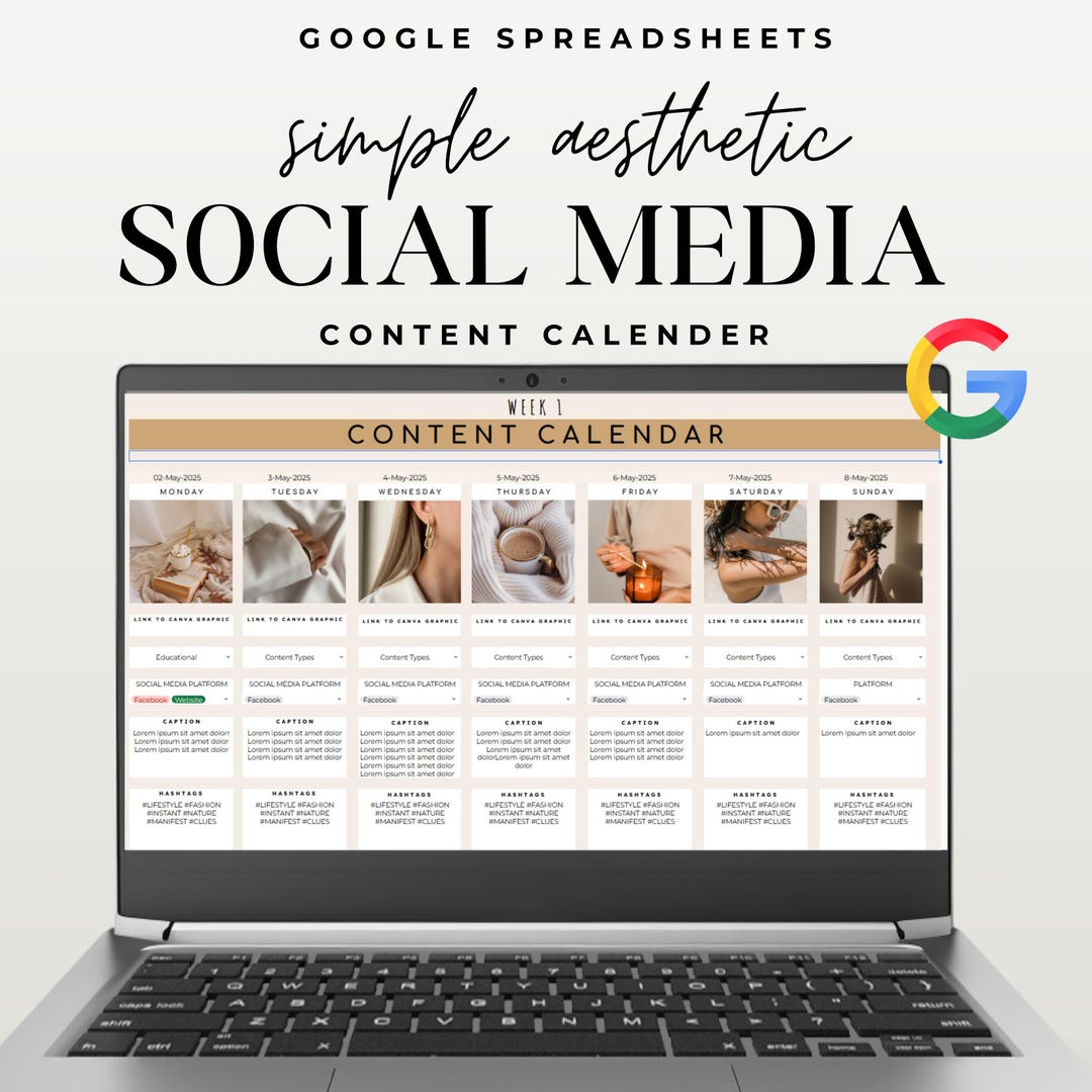 Social Media Content Planner, Social Media Weekly Content Calender ...