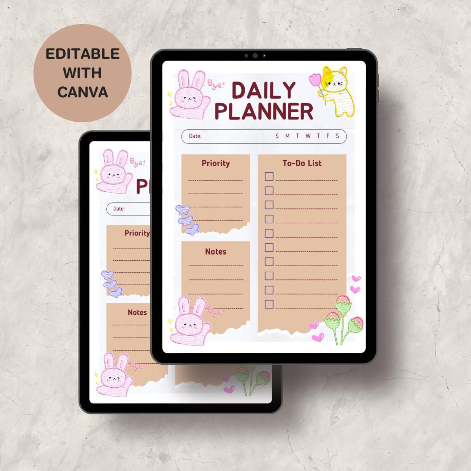 Editable Daily Planner - Etsy
