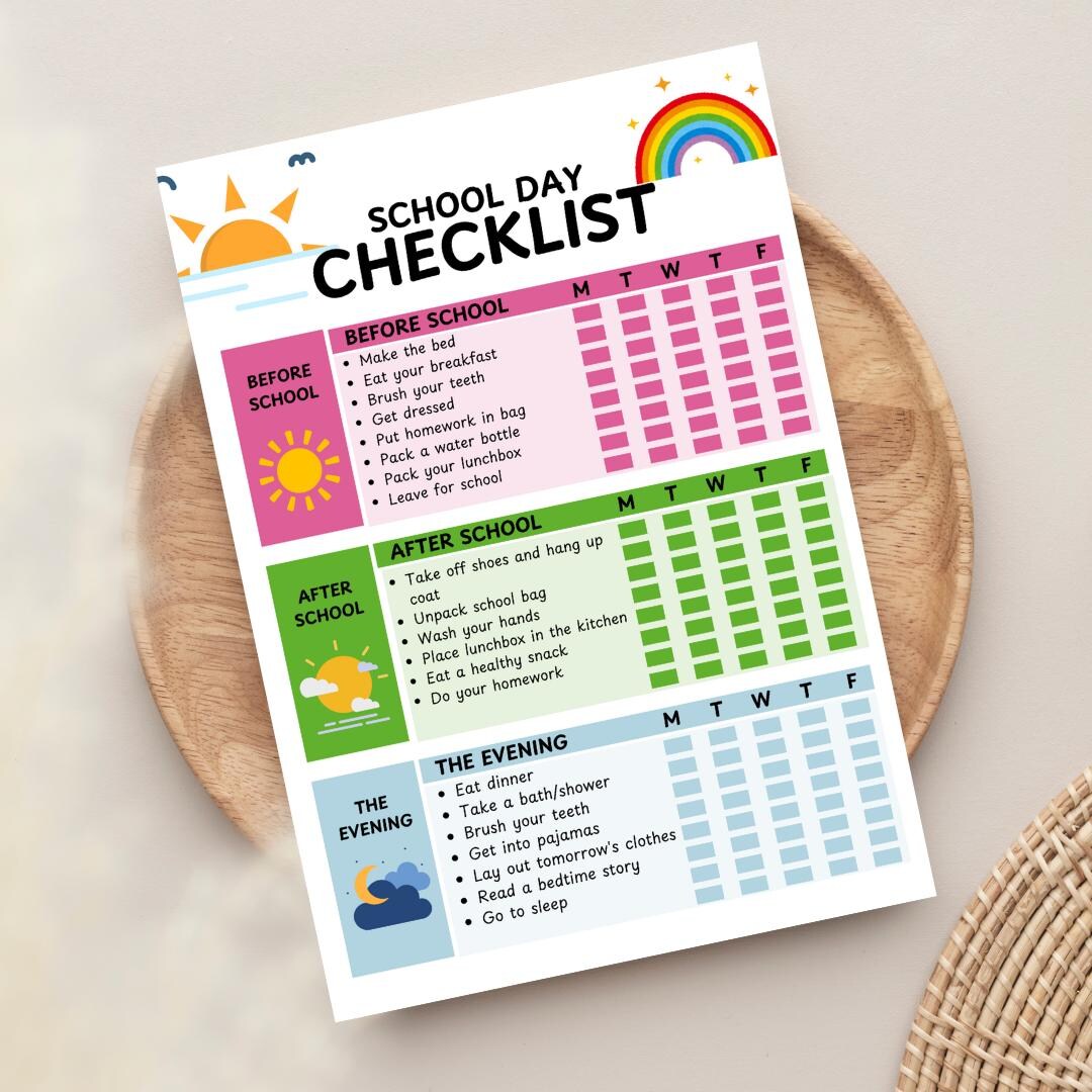 School Day Checklist - Etsy