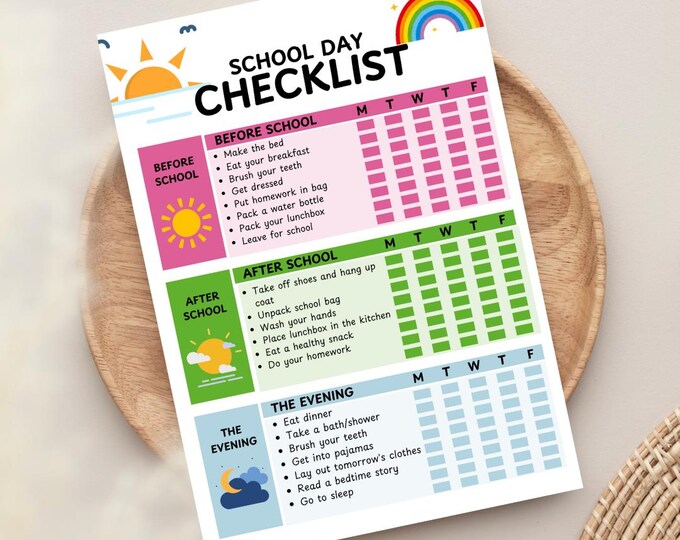 School Day Checklist - Etsy Canada