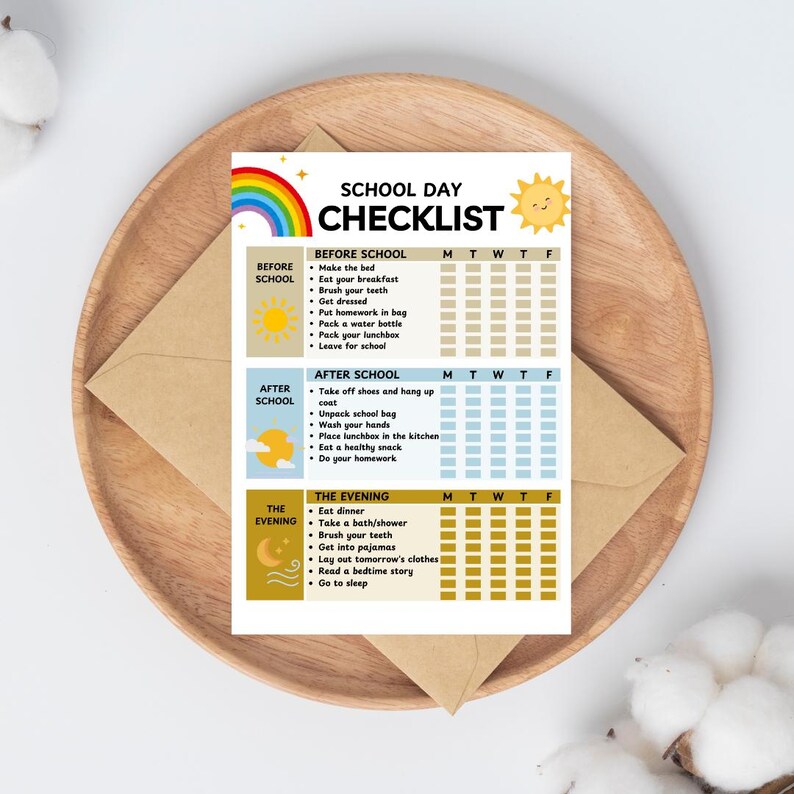 School Day Checklist - Etsy