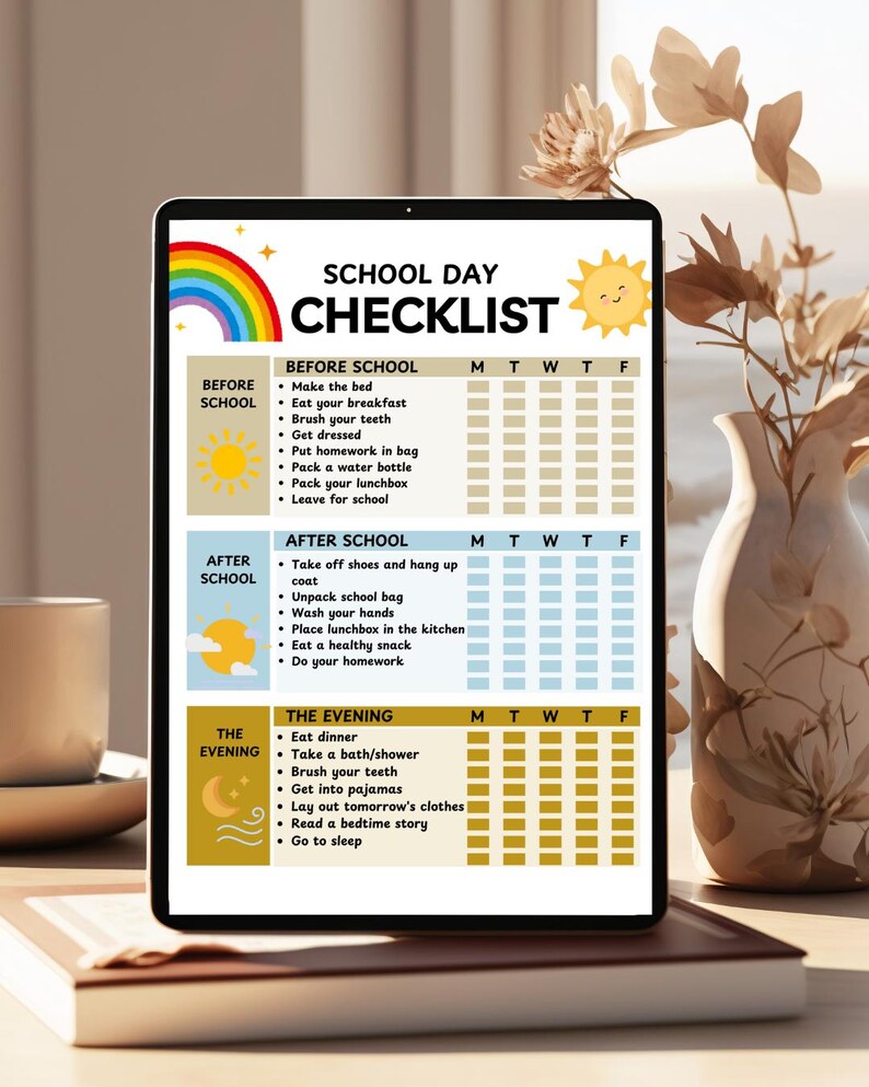 School Day Checklist - Etsy