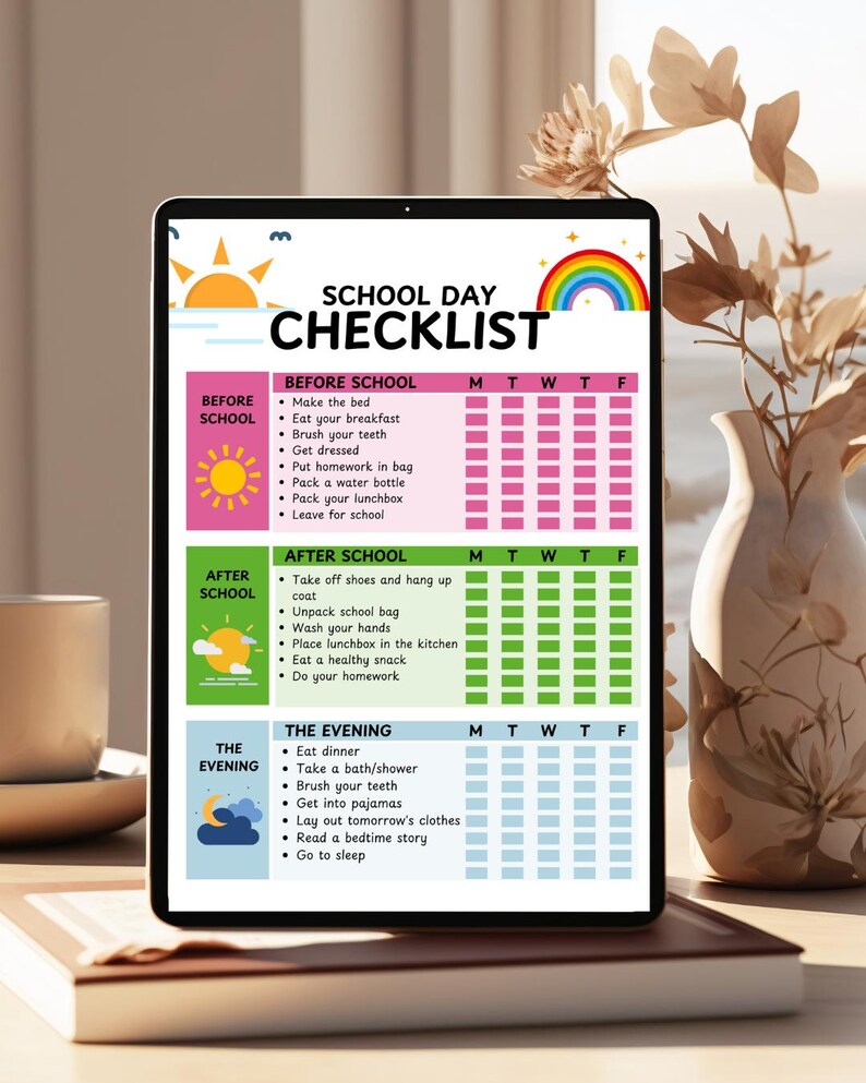 School Day Checklist - Etsy