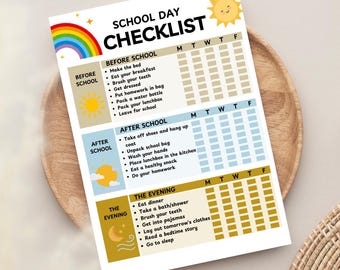 School Day Checklist - Etsy