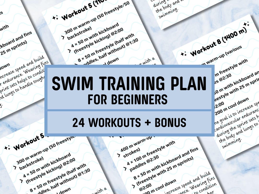 Swim Training Plan 24 Workouts Bonus, Beginners, Workout Tracker ...