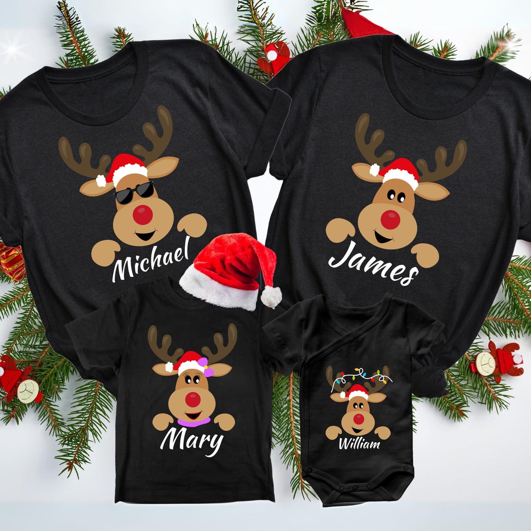 Reindeer Family Christmas Shirt,personalized Christmas Family Shirt ...