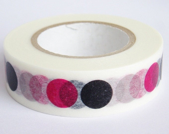 Washi Masking Tape Dots in Black Pink & Grey Limited - Etsy