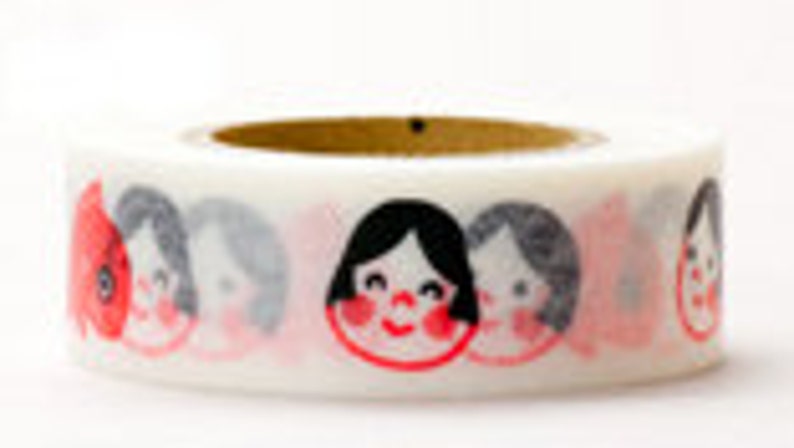 Japanese Washi Masking Tape Okame Mask & Fish Yamada 18mm Wide - Etsy