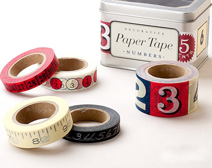 Cavallini & Co. Paper Masking Tape Numbers Set 5 With Steel Tin - Etsy