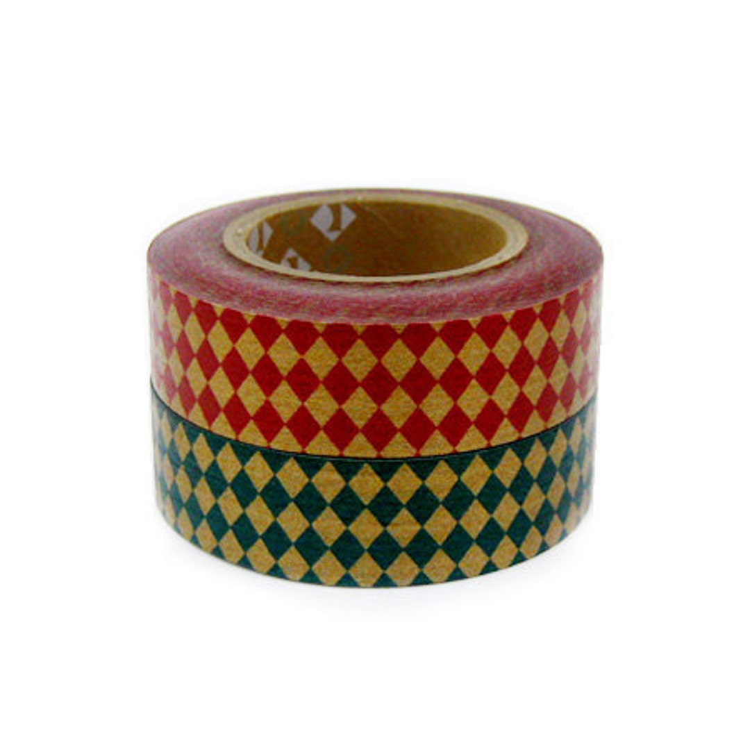 Mt Washi Masking Tape Red & Green Diamond Set 2 15m Rolls - Etsy
