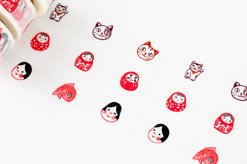 Japanese Washi Masking Tape Okame Mask & Fish Yamada - Etsy