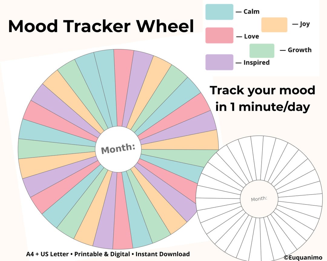 Emotion Mood Tracker Wheel – Printable & Digital PDF (A4/US Letter ...