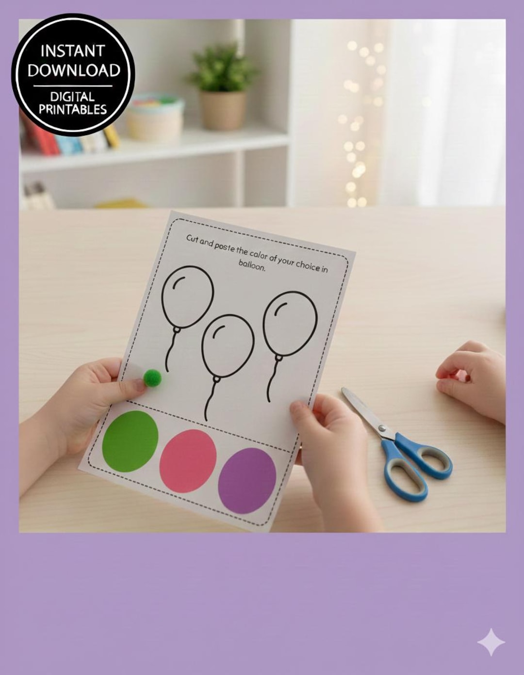 A4 Printables for Toddlers: 4 Balloon Color Matching Cut & Paste ...
