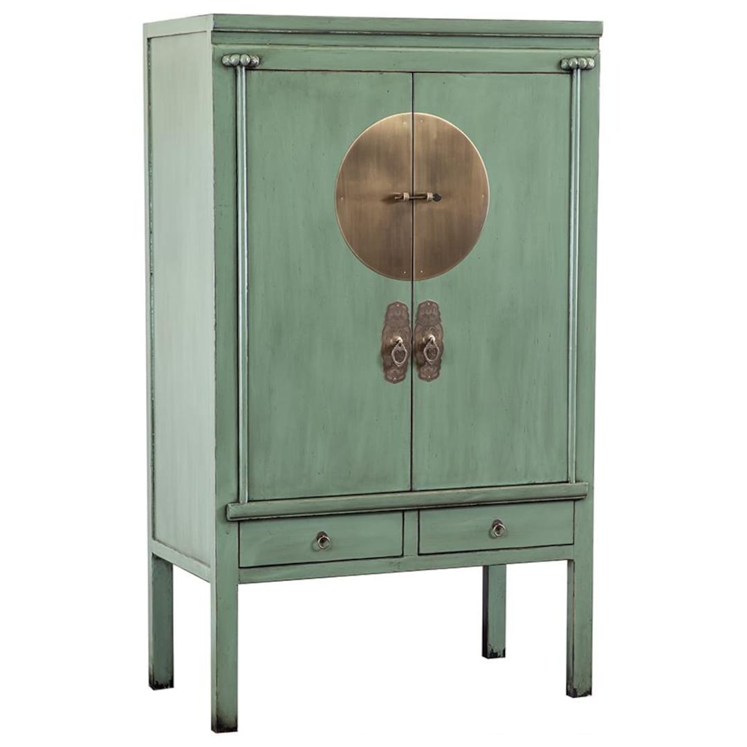 Handmade Chinese Bridal Cabinet Jade Green Natural Jade Chinese Cabinet ...