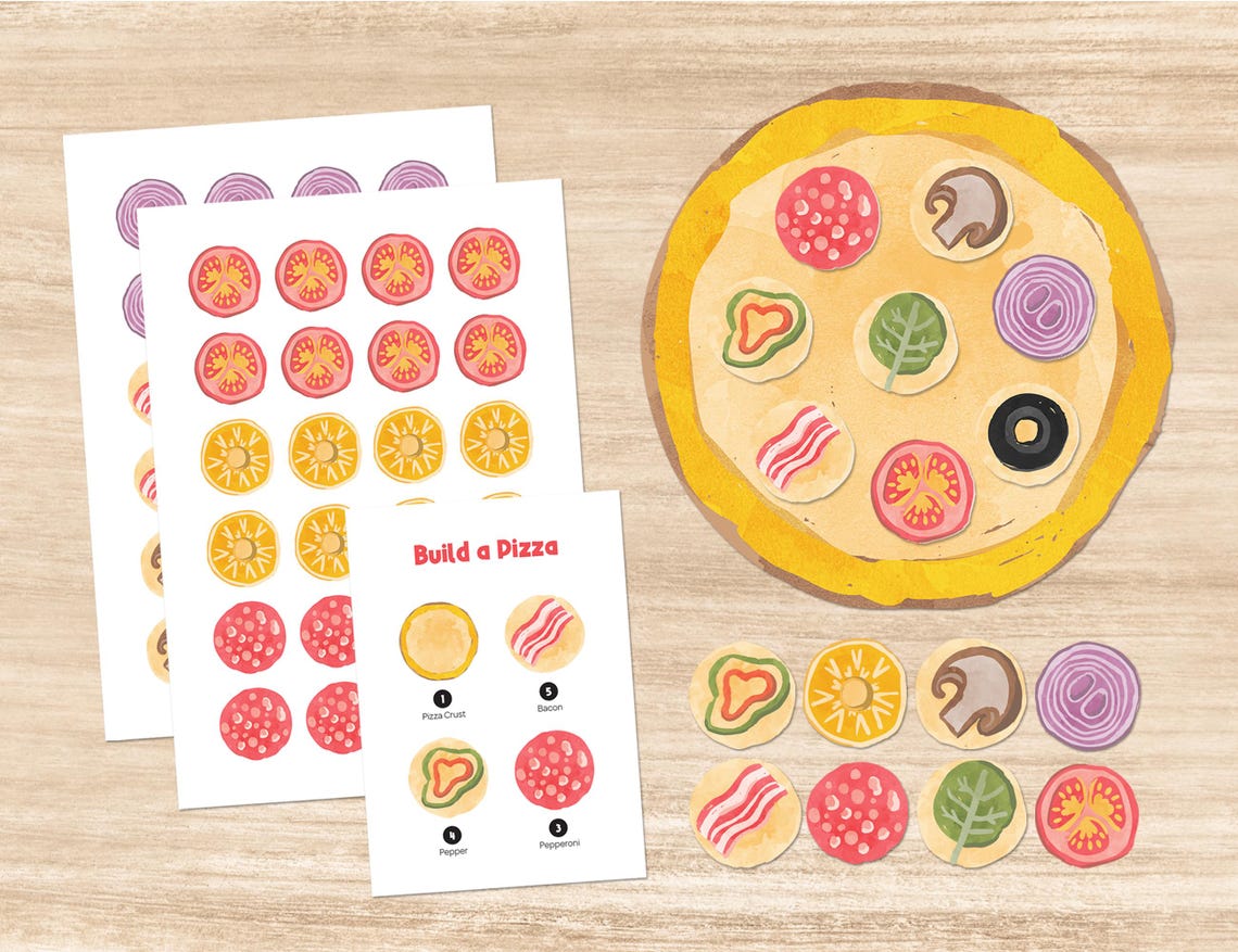 Build a Pizza Printable for Kids, Preschool, Toddler Counting ...