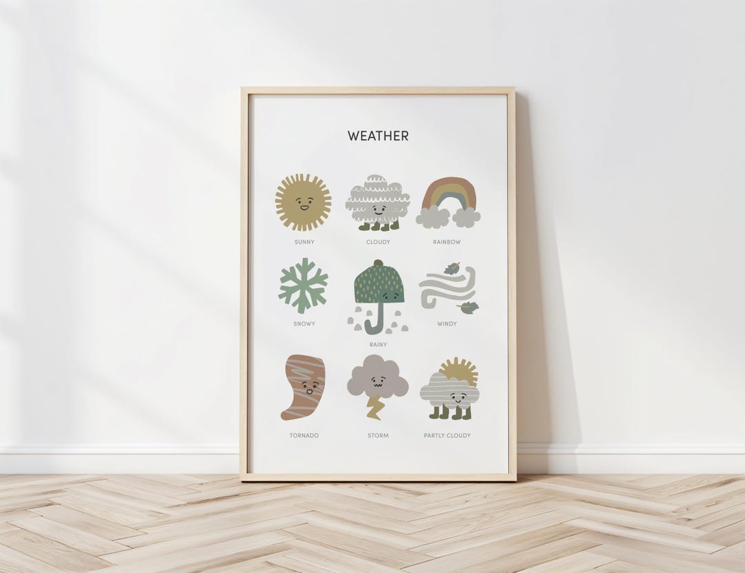 Earth Tone Weather Learning Chart Kids Educational Montessori Science ...