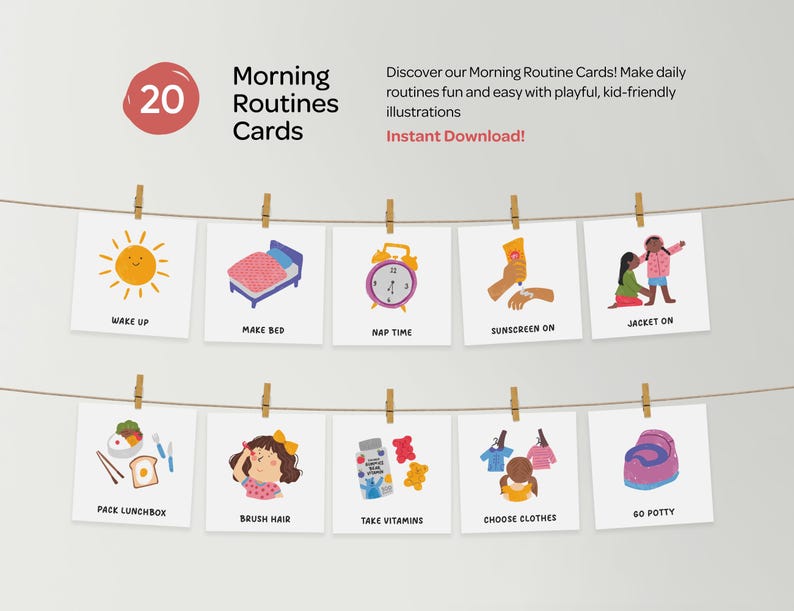 Morning Routine Cards for Preschool & Home School, Ritual Learning ...
