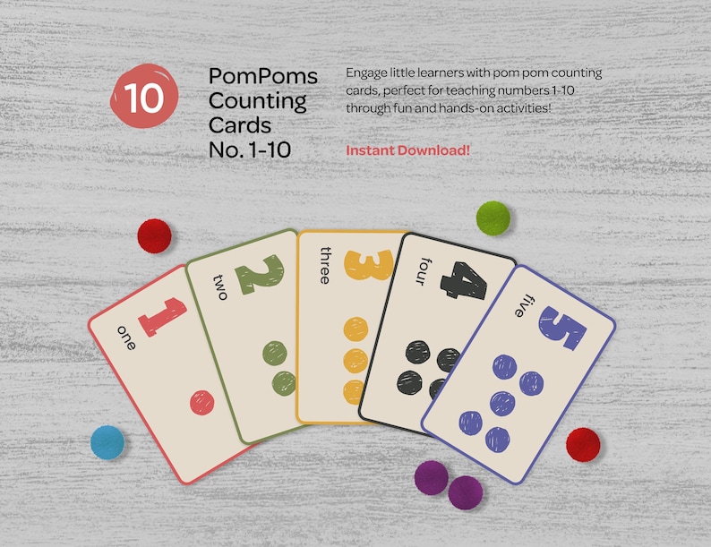 Number Dot Flashcards, Montessori Counting Cards, Preschool Math ...
