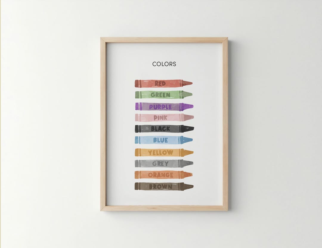 Pastel Crayon Colors Poster, Teacher Gift, Rainbow, Minimalist Teaching ...