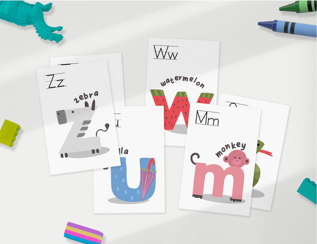 Mnemonic Alphabet Animal Cards White, Montessori School, Preschool ...