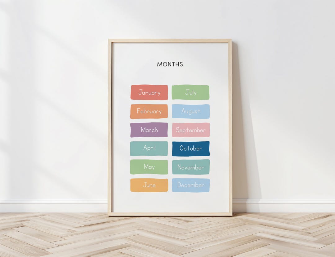Months of the Year Poster: Pastel Classroom Decor (digital Download) - Etsy