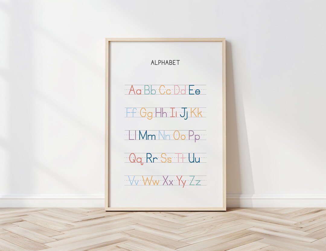 Pastel Alphabet Wall Art, Diverse Printable, Montessori, Contemporary ...