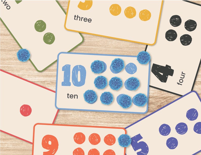 Number Dot Flashcards, Montessori Counting Cards, Preschool Math ...