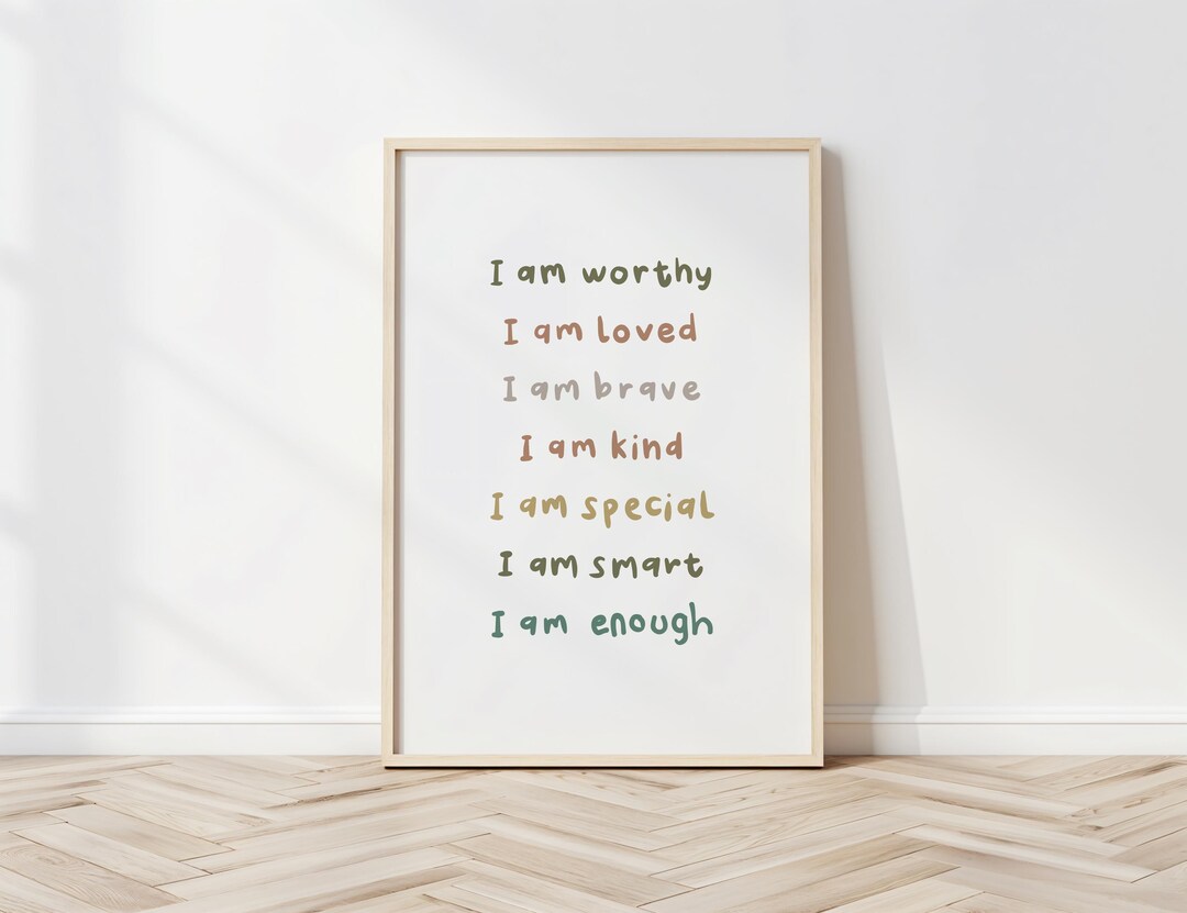 Earth Tone Motivational Wall Art Print 'I Am...' Inspirational Quote ...