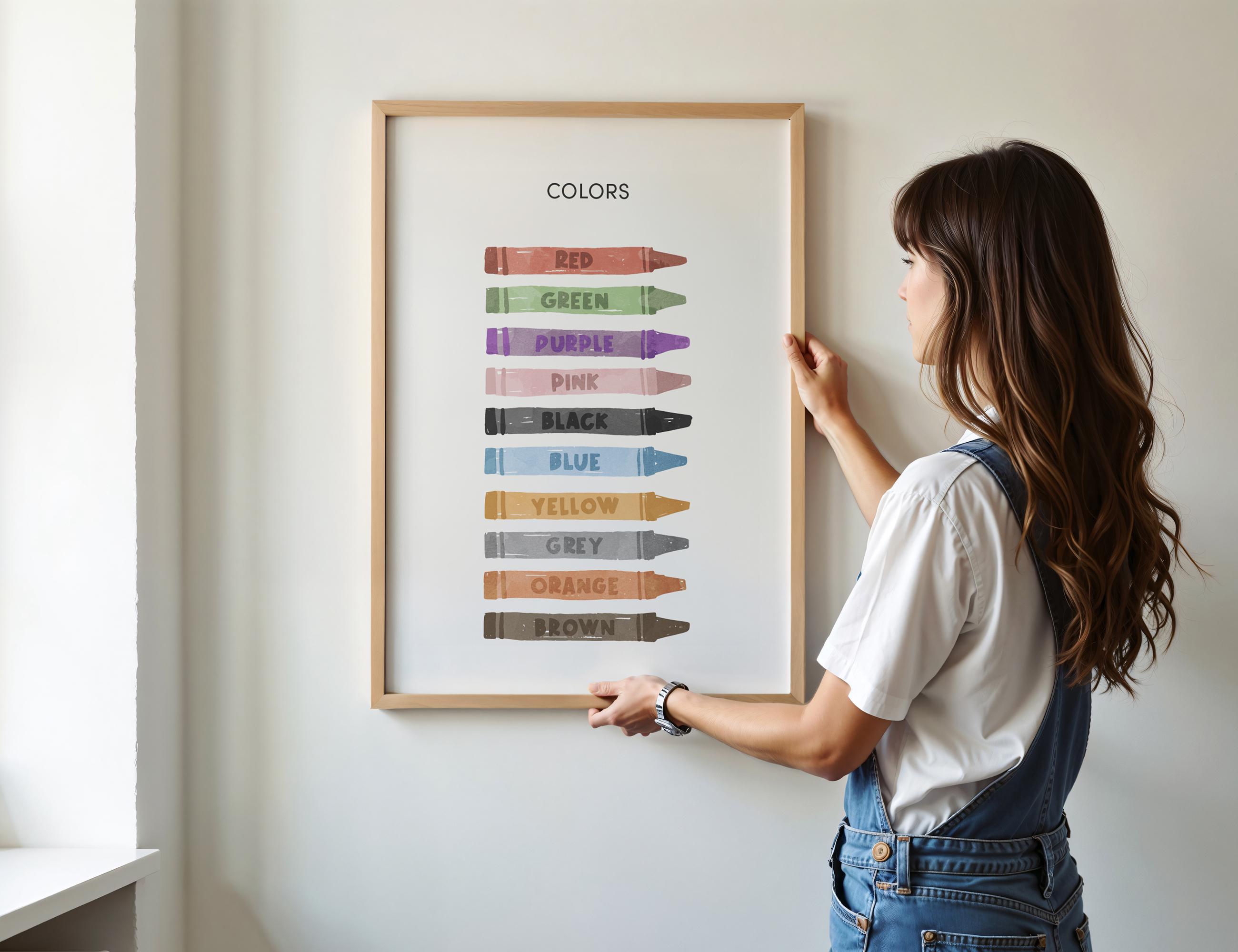 Pastel Crayon Colors Poster, Teacher Gift, Rainbow, Minimalist Teaching ...