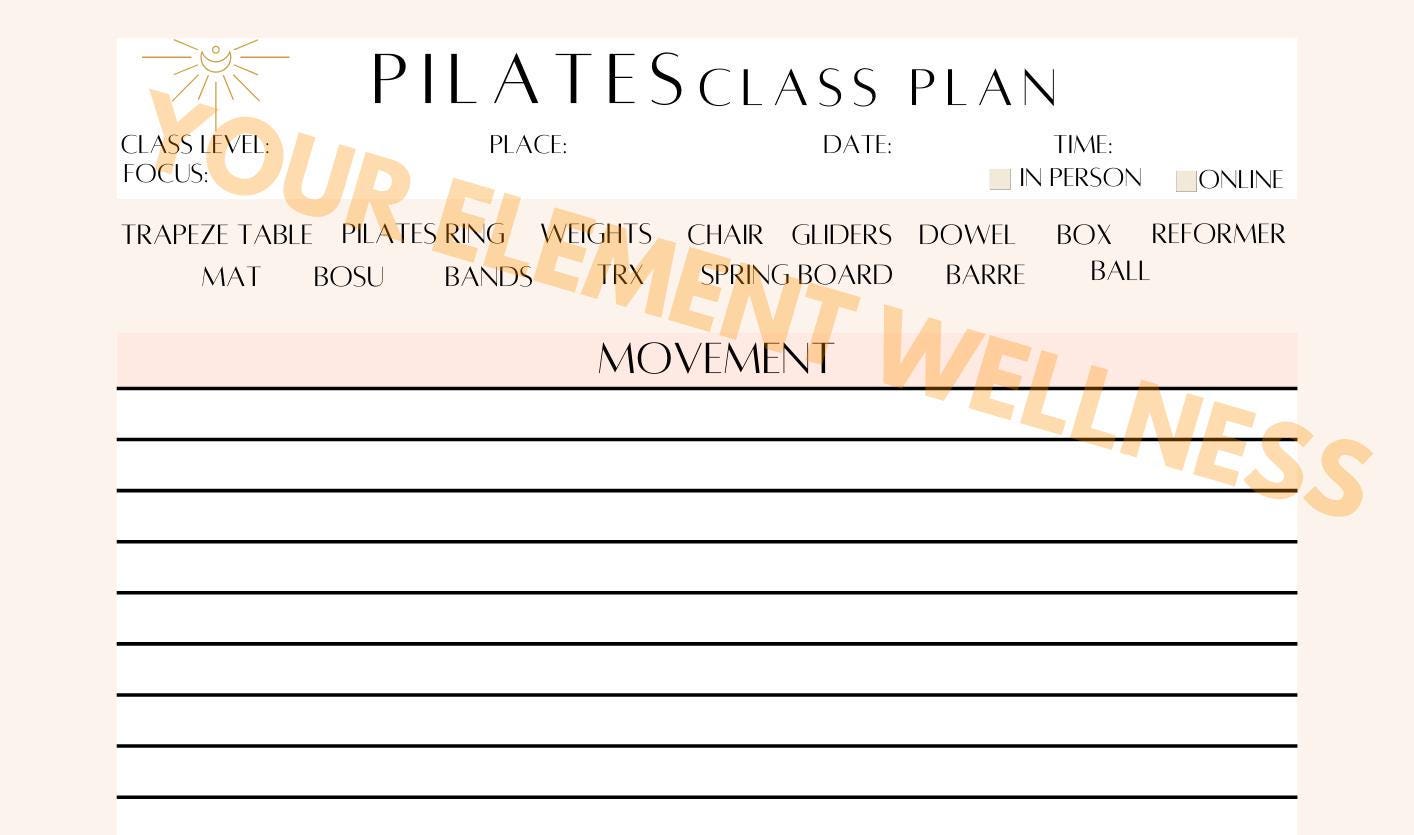 Demure Pilates Class Plan Sheets - Etsy