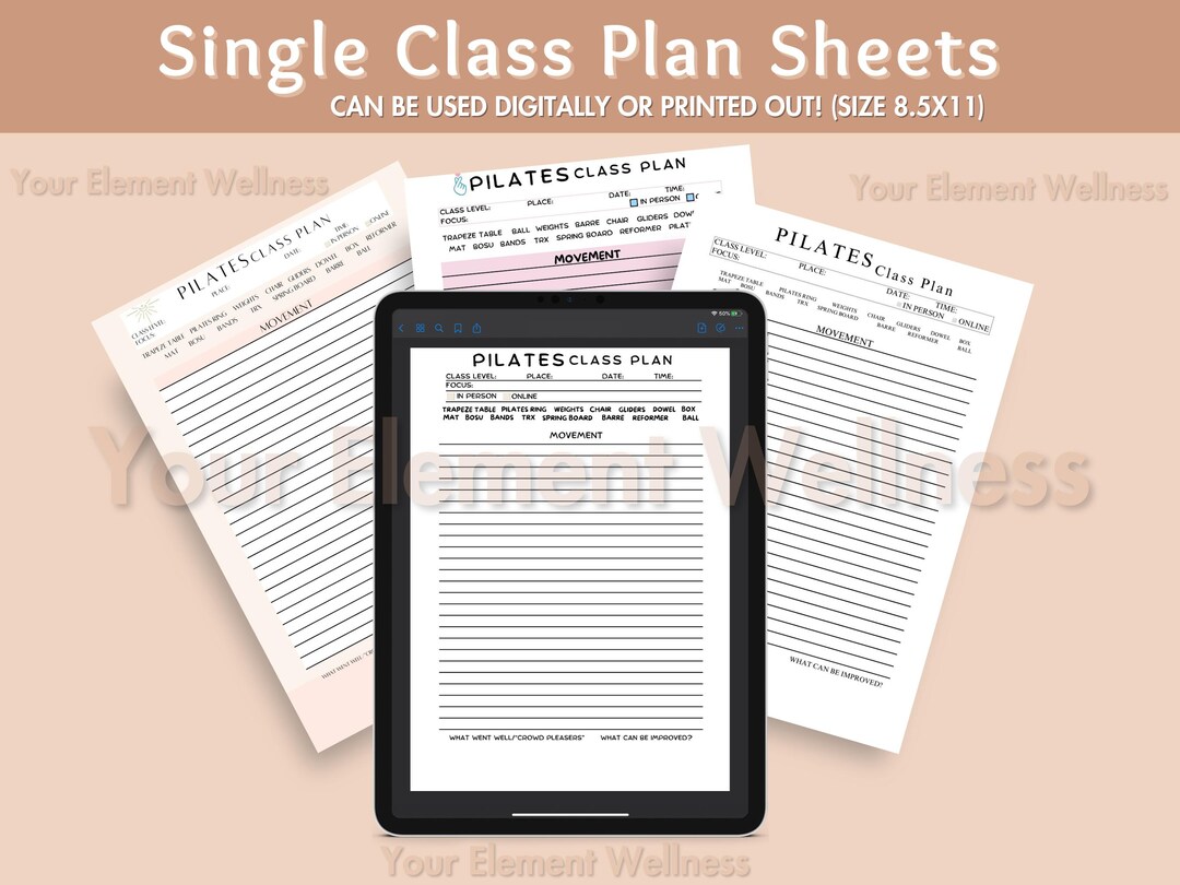 Simple Pilates Class Plan Sheet - Etsy