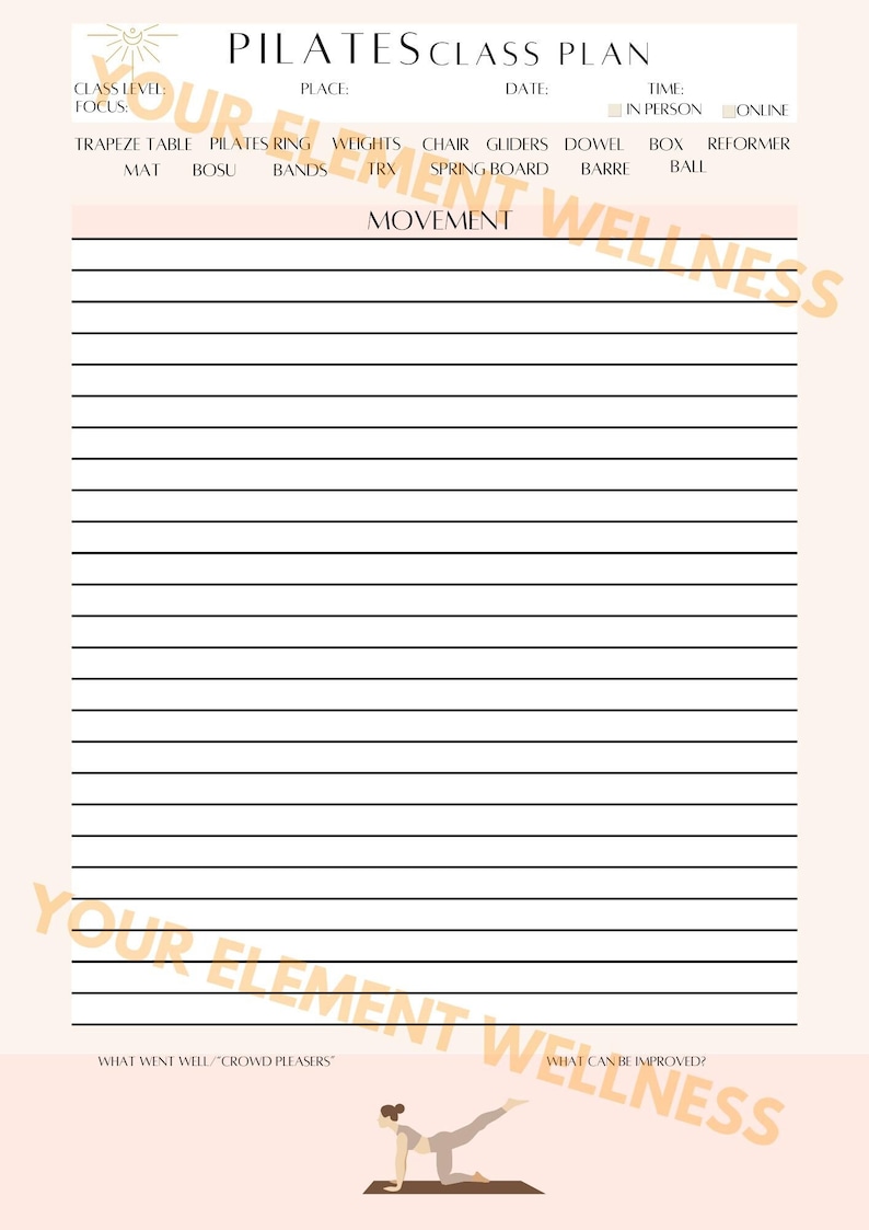 Demure Pilates Class Plan Sheets - Etsy