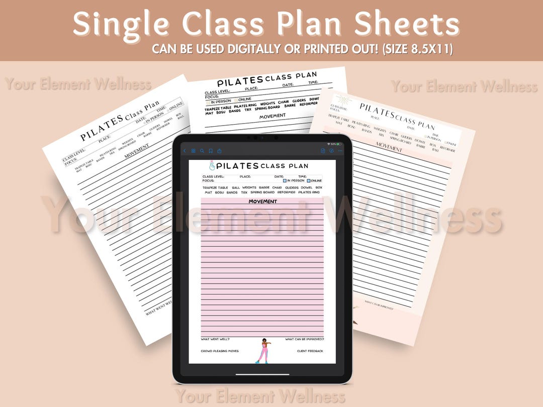 Fun Pilates Class Plan Sheets - Etsy