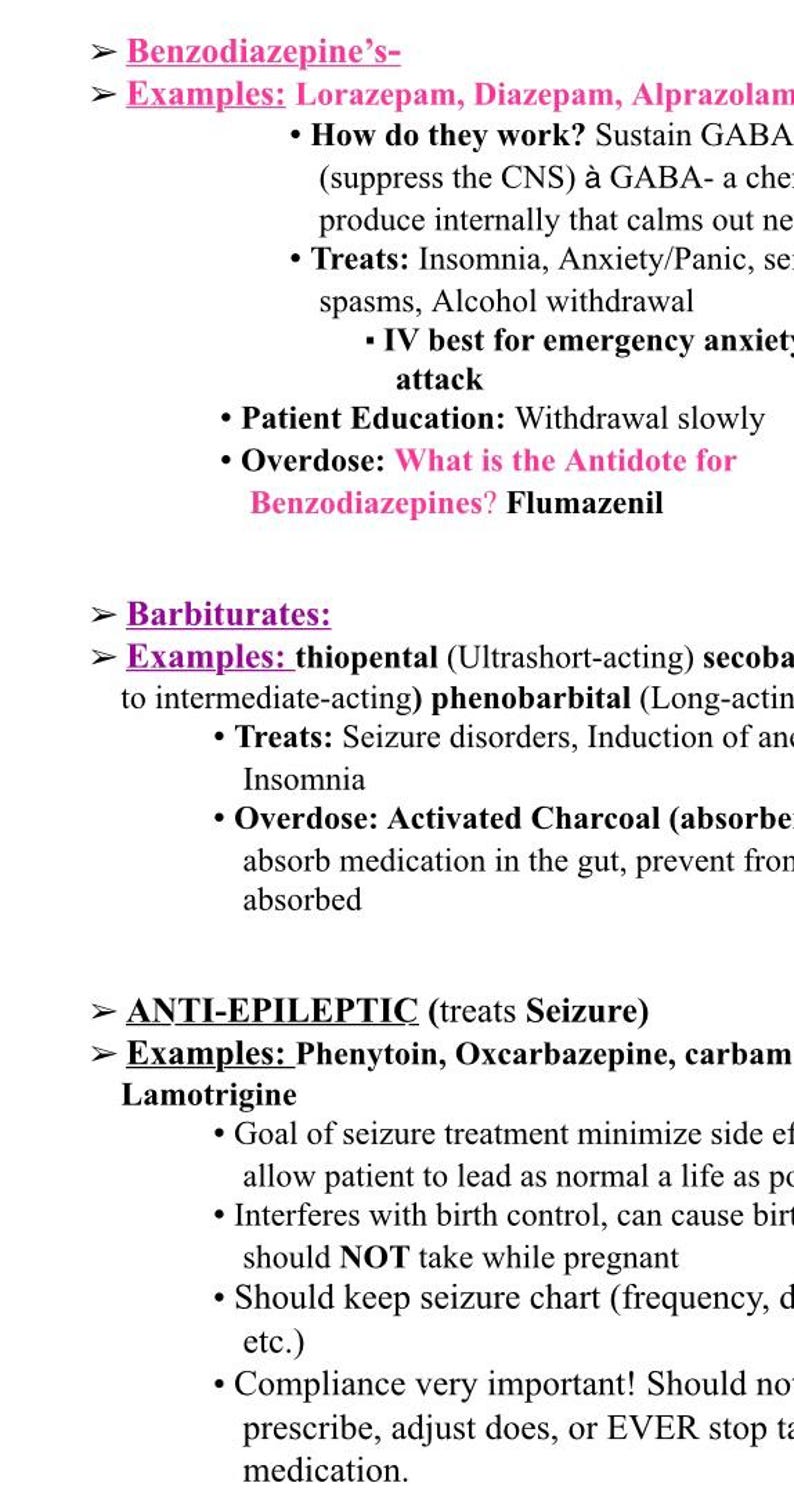 Nursing Pharmacology Study Guide (neuro/mental Health) - Etsy