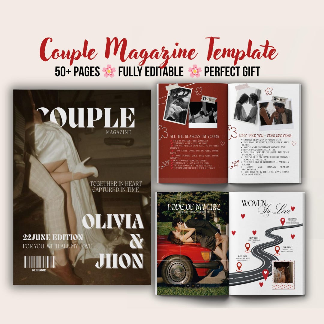 Personalized Couples Magazine Template | Anniversary Gift | Custom Gift ...