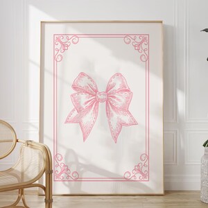 Trendy Pink Bows Wall Art , Preppy Poster, College Apartment Decor ...